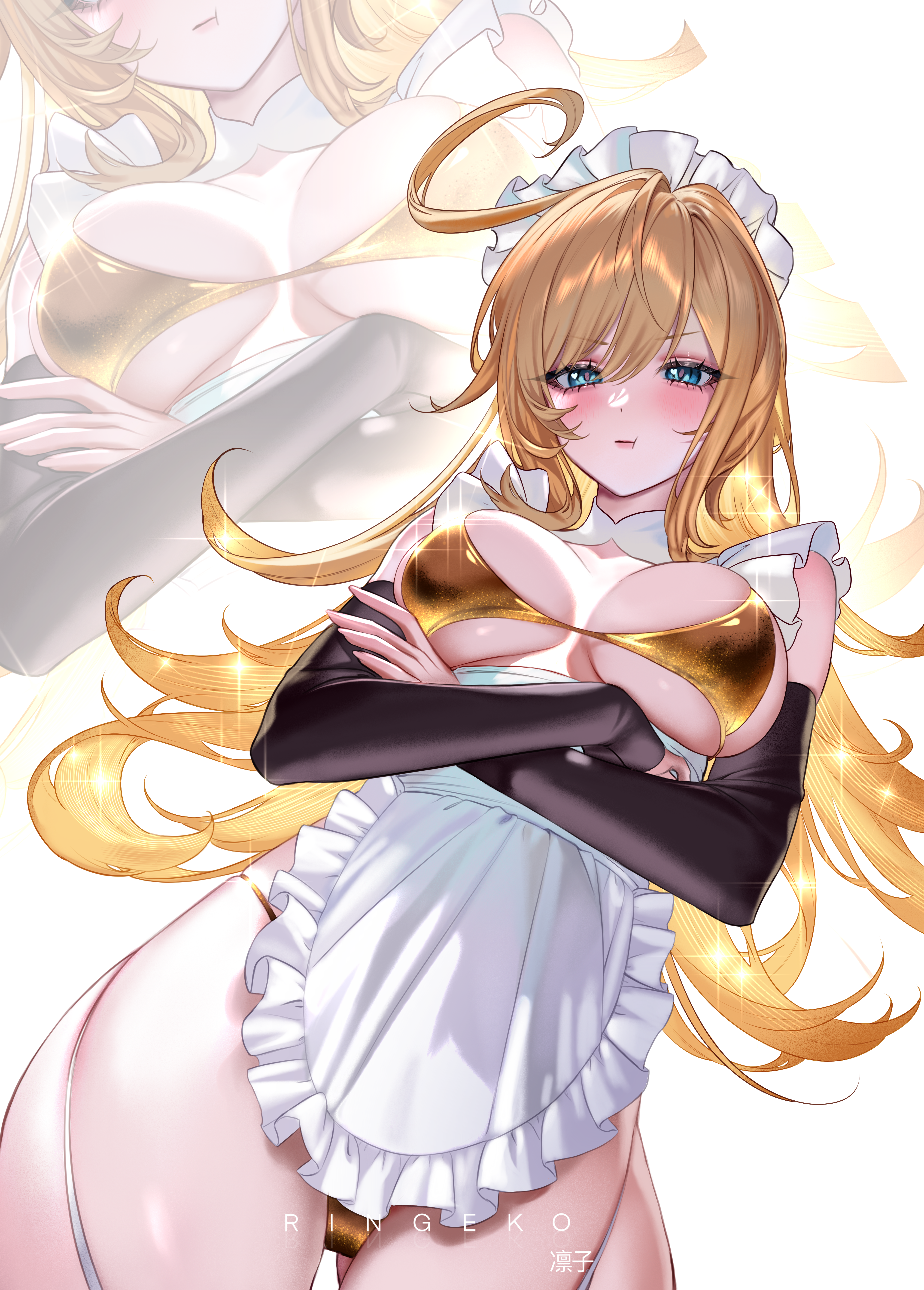 ringeko-chan genshin impact escoffier bikini maid swimsuits thong | #1233151 | yande.re